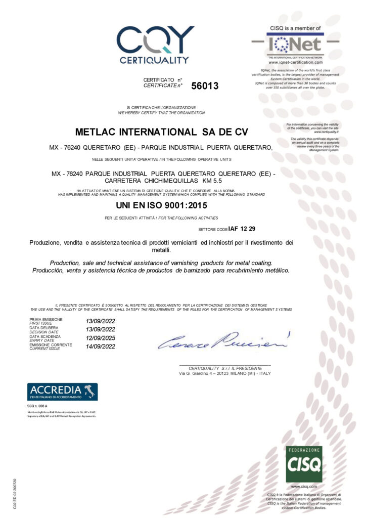 Certification - Metlac